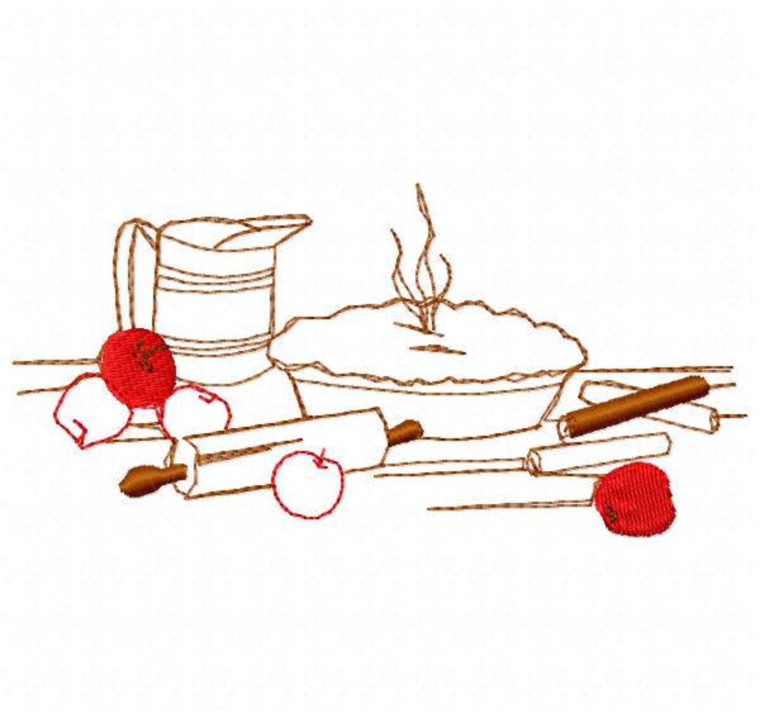 Apple Pie Embroidery Design - Instant Download - Etsy