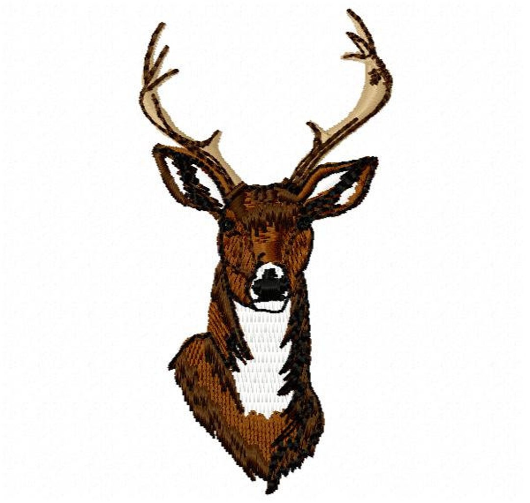 Large Deer Head Machine Embroidery Design - Instant Download - Etsy