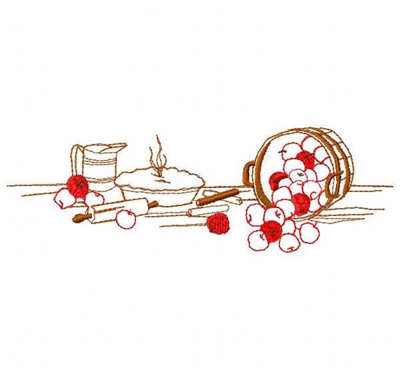 Apple Pie Basket Embroidery Design Instant Download | Etsy