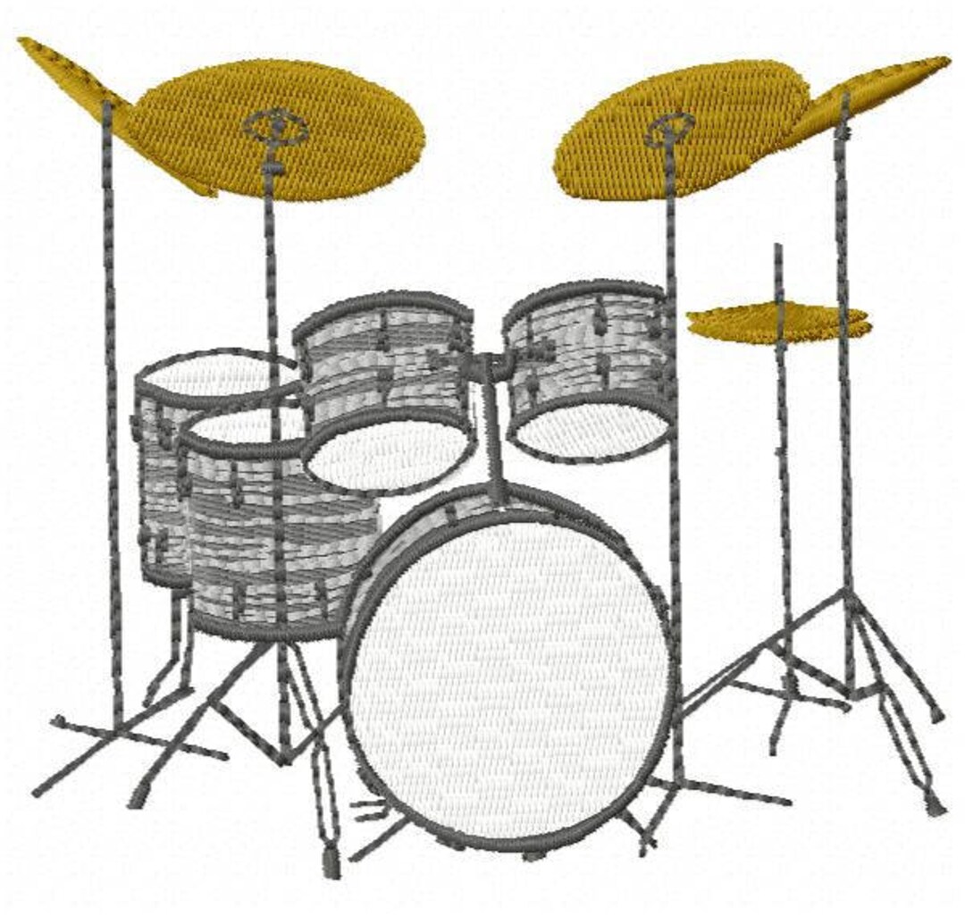 Drum Set Machine Embroidery Design Instant Download - Etsy