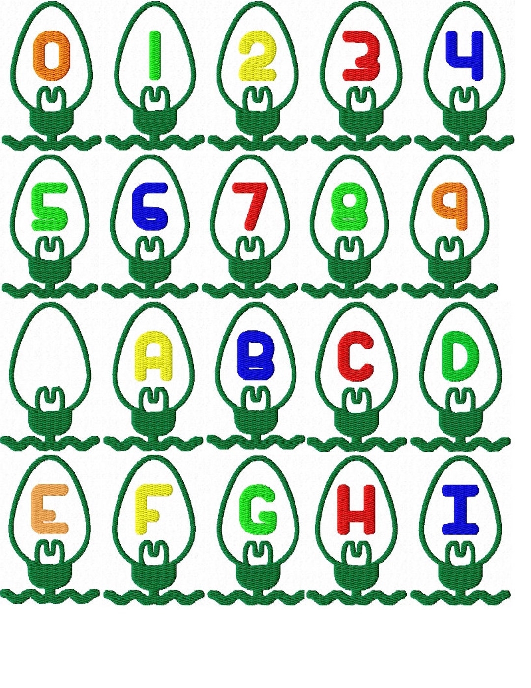 Christmas Lights Alphabet Embroidery Design - Instant Download - Etsy