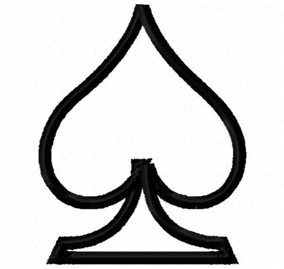 Playing Card Spade Applique Patch Embroidery Design - Instant Download ...