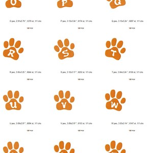 Paw Print Alphabet and Number Set Machine Embroidery Design - Instant ...
