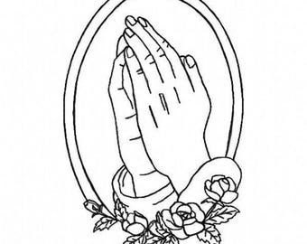 Praying Hands Embroidery Design Prayer Hands Embroidery Pray Jesus ...
