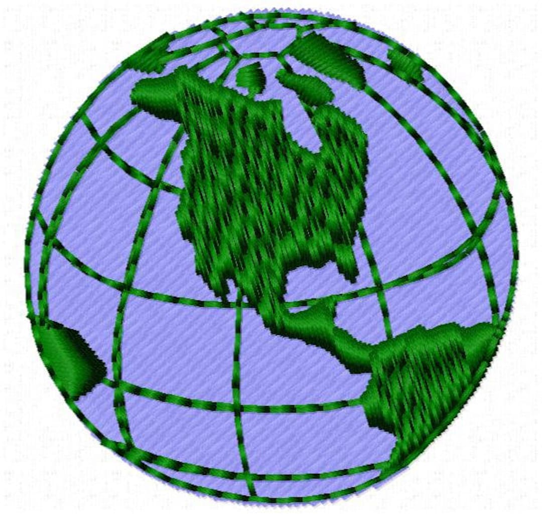 Globe Machine Embroidery Design - Instant Download - Etsy