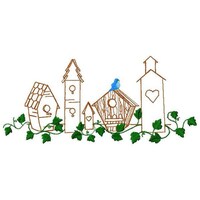 Birdhouse Machine Embroidery Design – Garden Birds, Floral Accents ...
