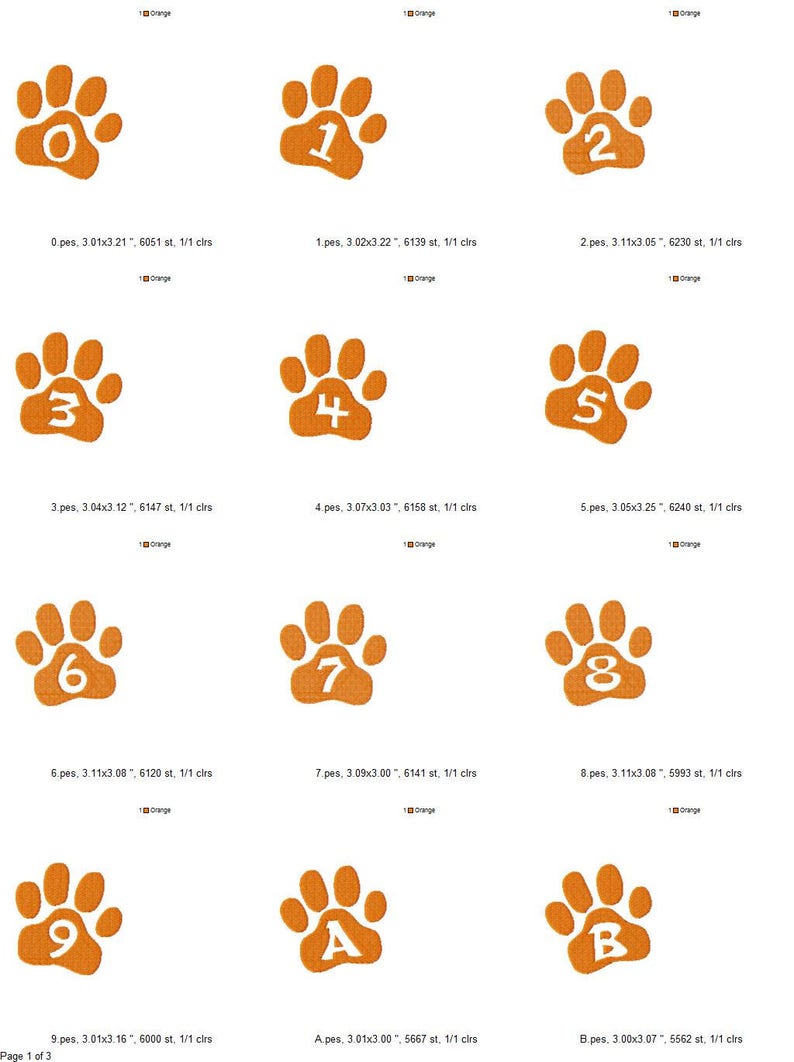 Paw Print Alphabet and Number Set Machine Embroidery Design - Instant ...