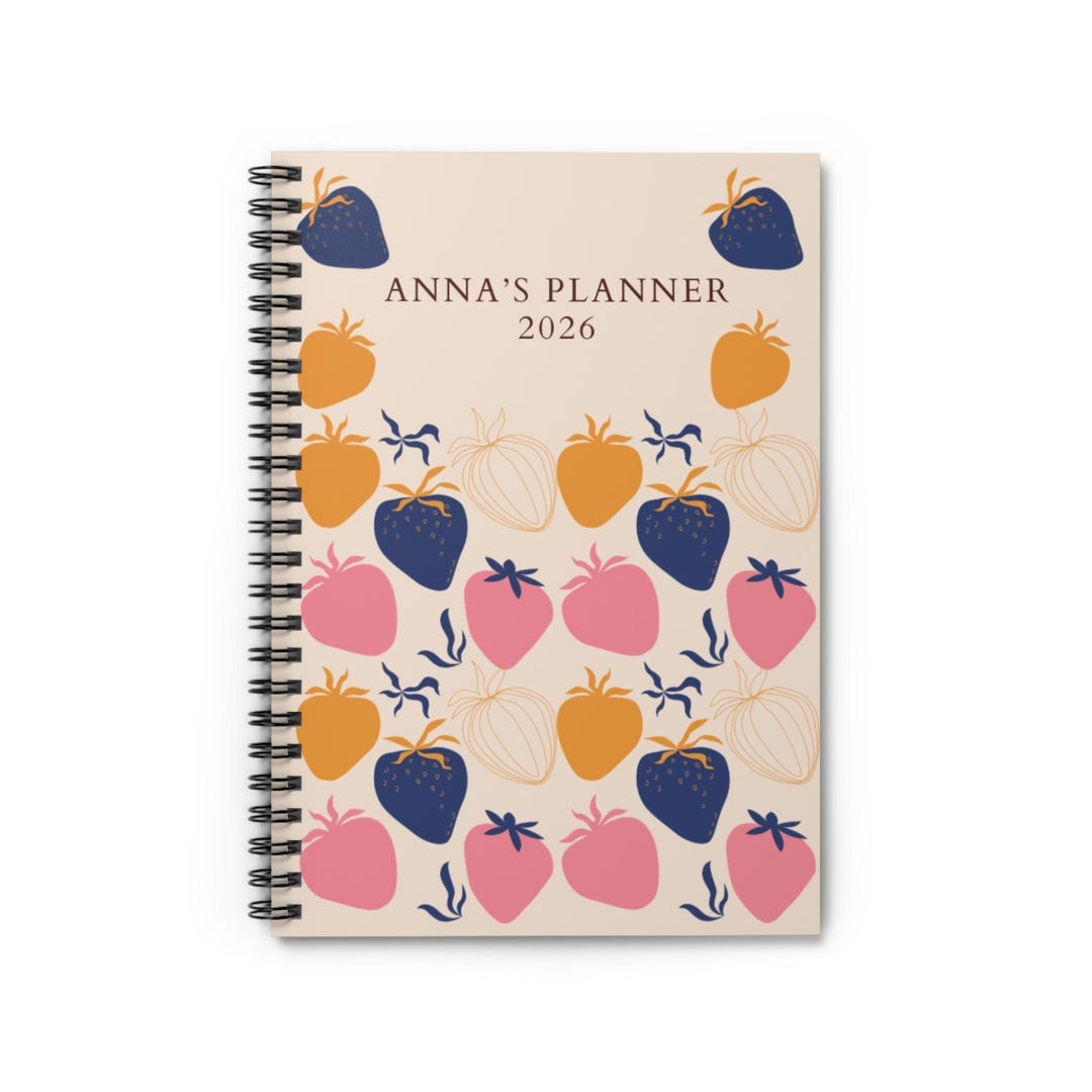 Personalized Minimalist Fruit Notebook Spiral Ruled - Etsy