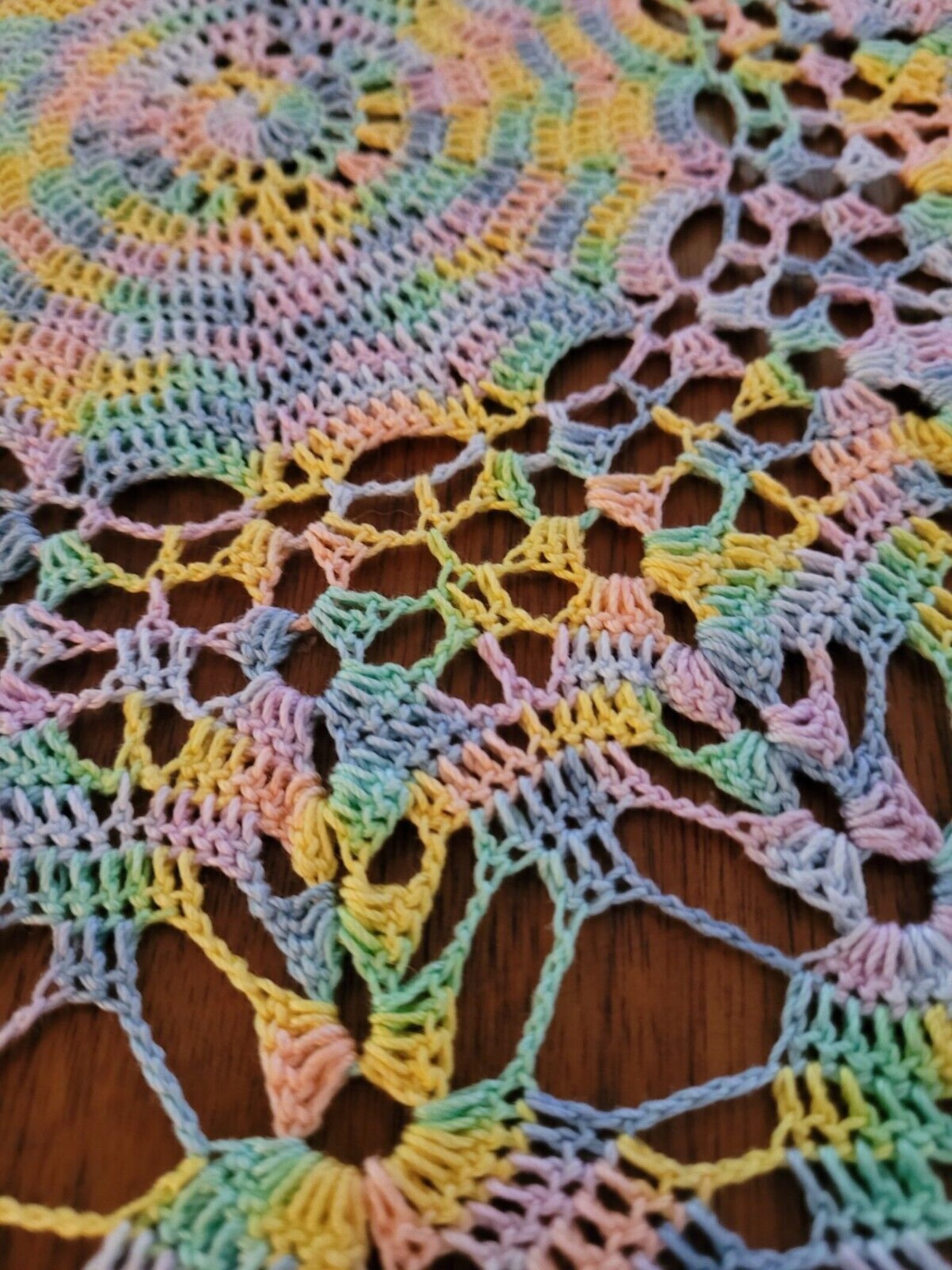 Hand Crochet Doily Multi Colored Pastels New - Etsy