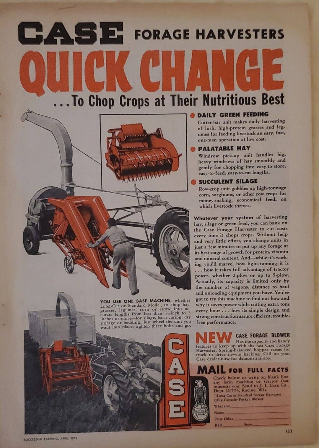Case 1954 Magazine Advertisement Case Forage Harvester - Etsy