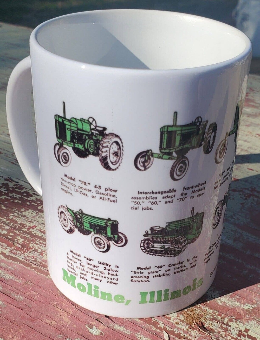 Green Tractor Number Series Line up Advertisement 15 Ounce Sublimated ...