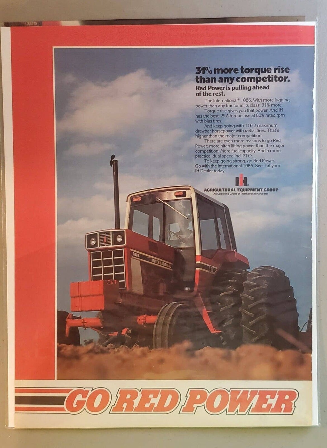 International Harvester Advertisement Go Red Power IH 1086 - Etsy