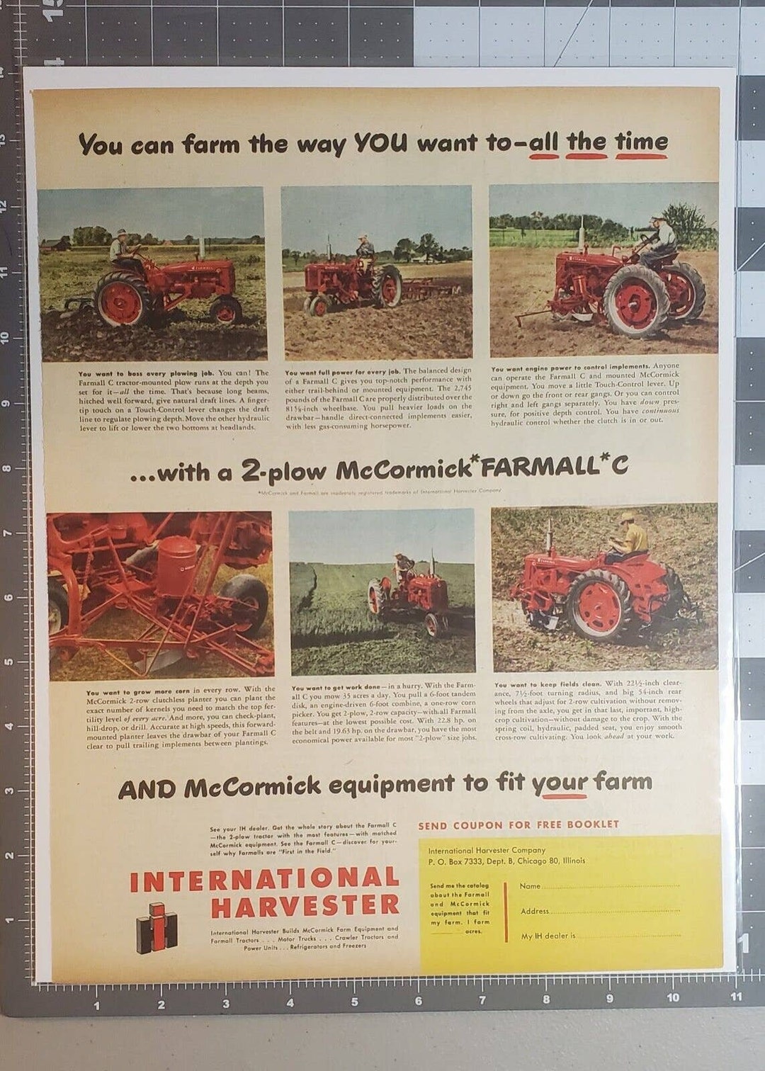 Vintage Mccormick Farmall C and Mccormick Equipment Magazine Ad - Etsy