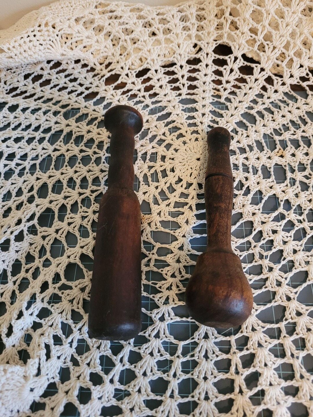 Antique Primitive Solid Wood Hand Potato Sauerkraut Mashers 5.5" and 6. ...