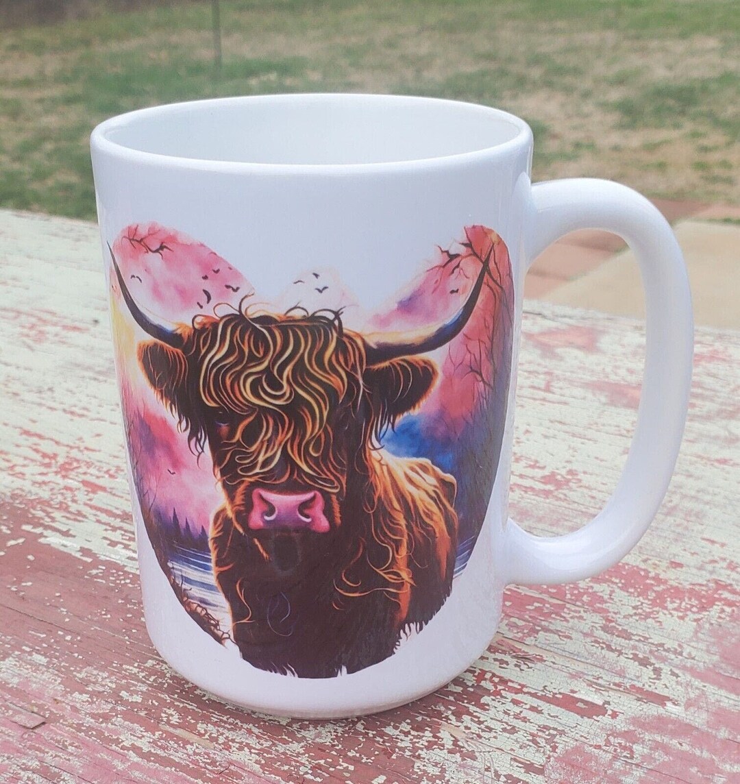 Scottish Highland Cow 15 Ounce Ceramic Coffee Mug - Etsy