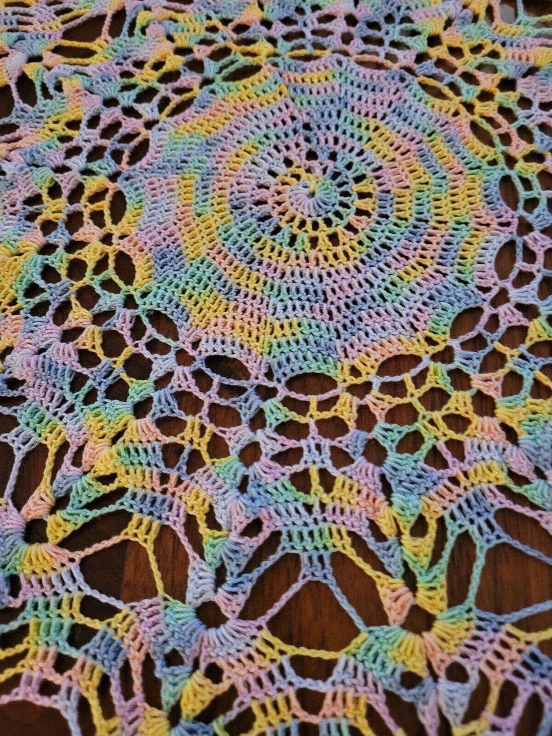Hand Crochet Doily Multi Colored Pastels New - Etsy