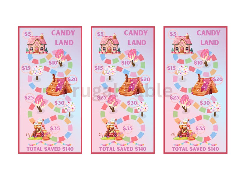 Candy Land Savings Challenge | Printable A6 Tracker (digital Download ...