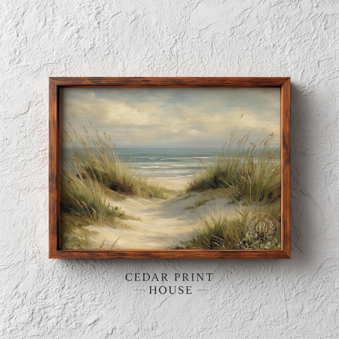 Coastal Sand Dune Path Printable - Neutral Beach Art, Serene Seascape ...