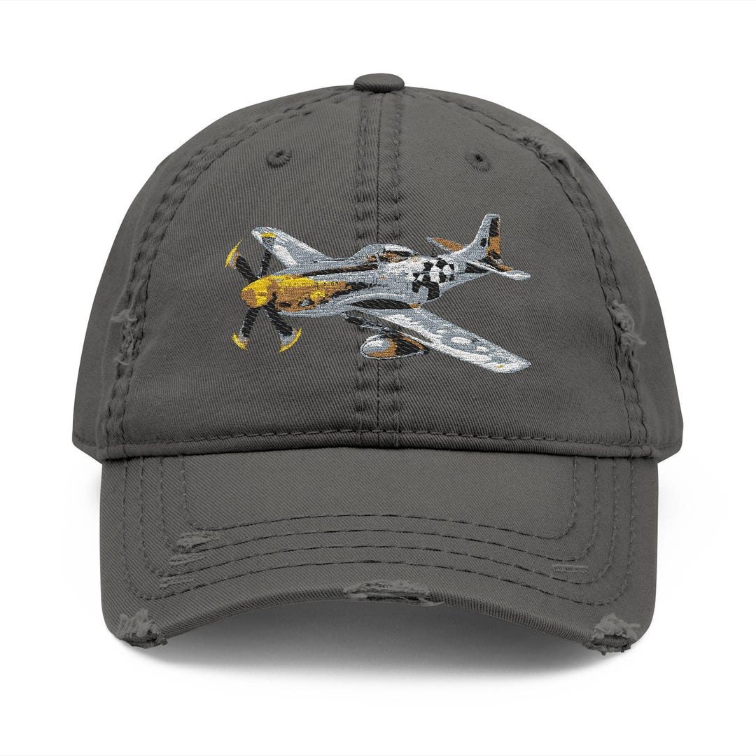 Vintage Hat Vintage Airplane Embroidered Hat | Distressed Dad Hat P-51 ...