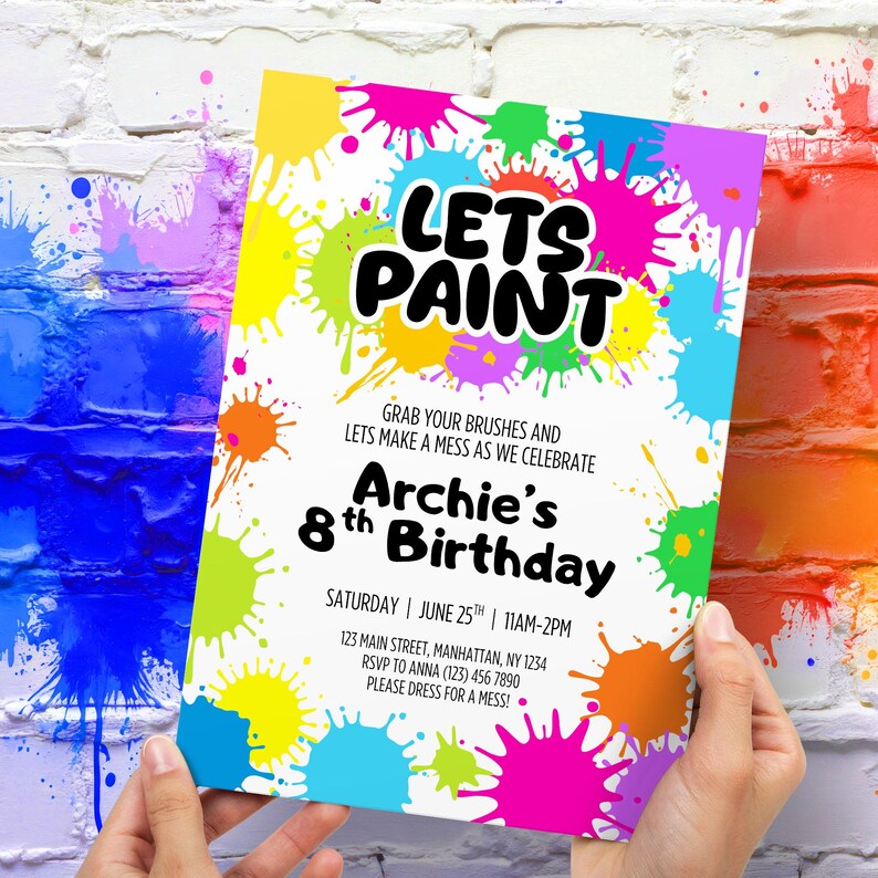Kids Painting Birthday Invitation, Art and Craft Party Invite, Editable ...