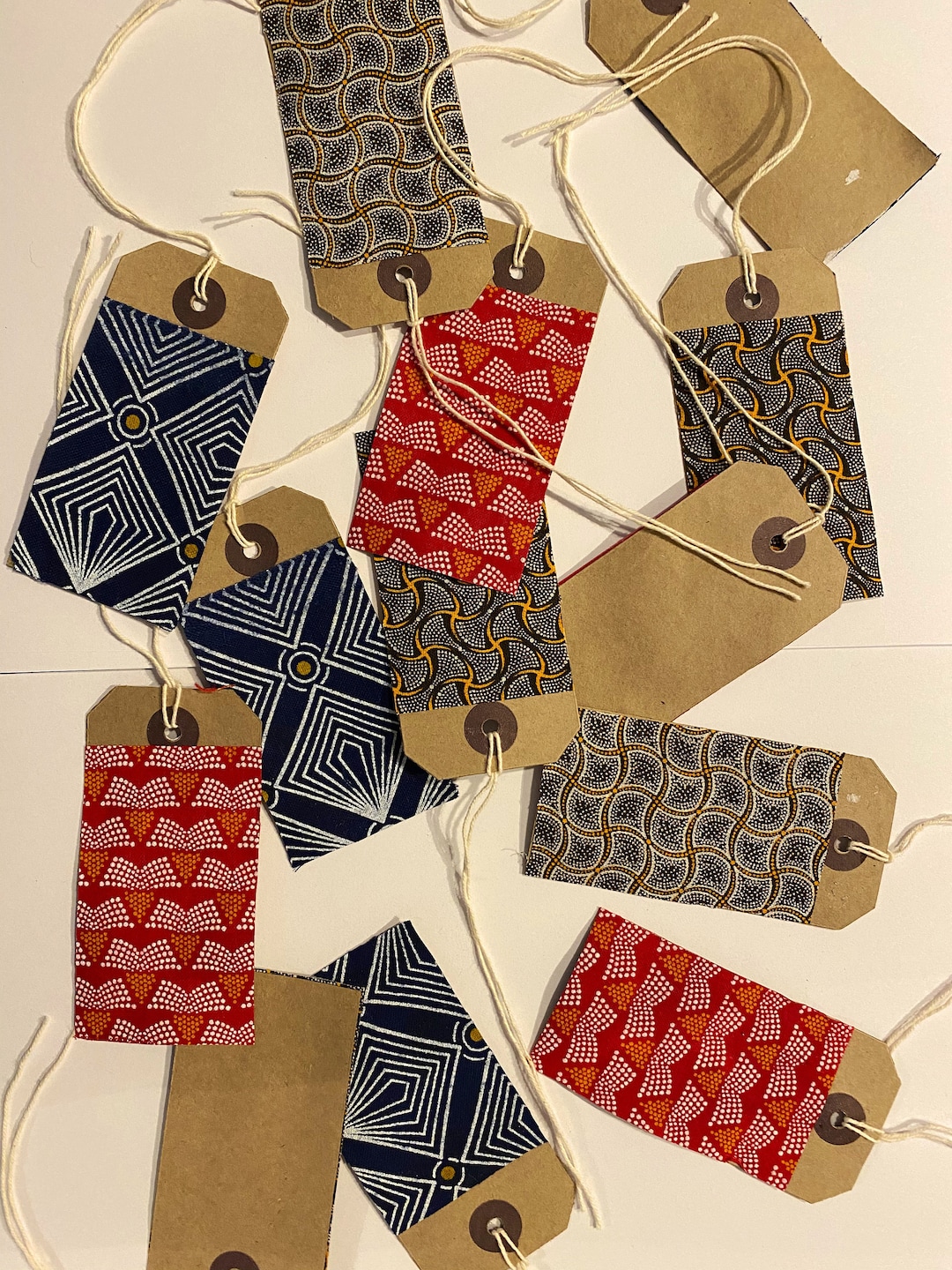 10 Shweshwe Fabric Kraft Swing Tags WITHOUT PRINTED LABELS / - Etsy