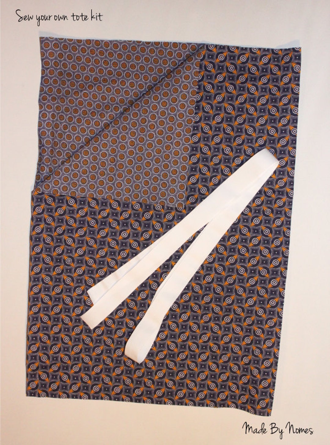 DIY Kit: Sew Your Own Tote / BLUE Shwe Shwe South African Cotton Fabric ...