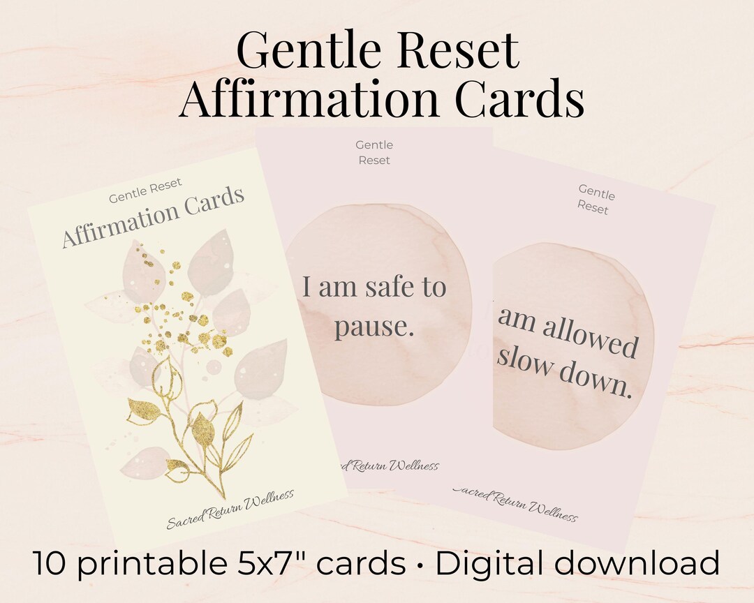 Printable Affirmation Cards | Gentle Reset, Self-care Ritual (digital ...