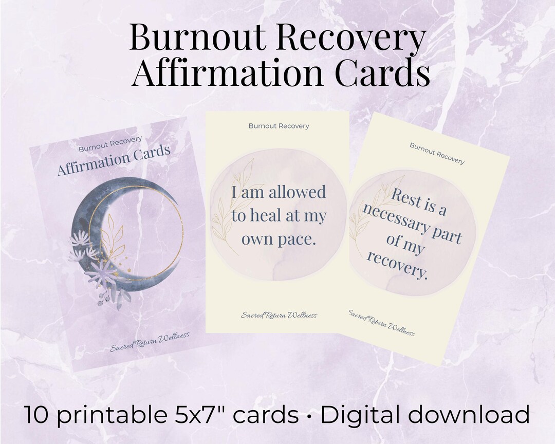 Burnout Recovery Affirmation Cards | Nervous System Support (digital 10 ...