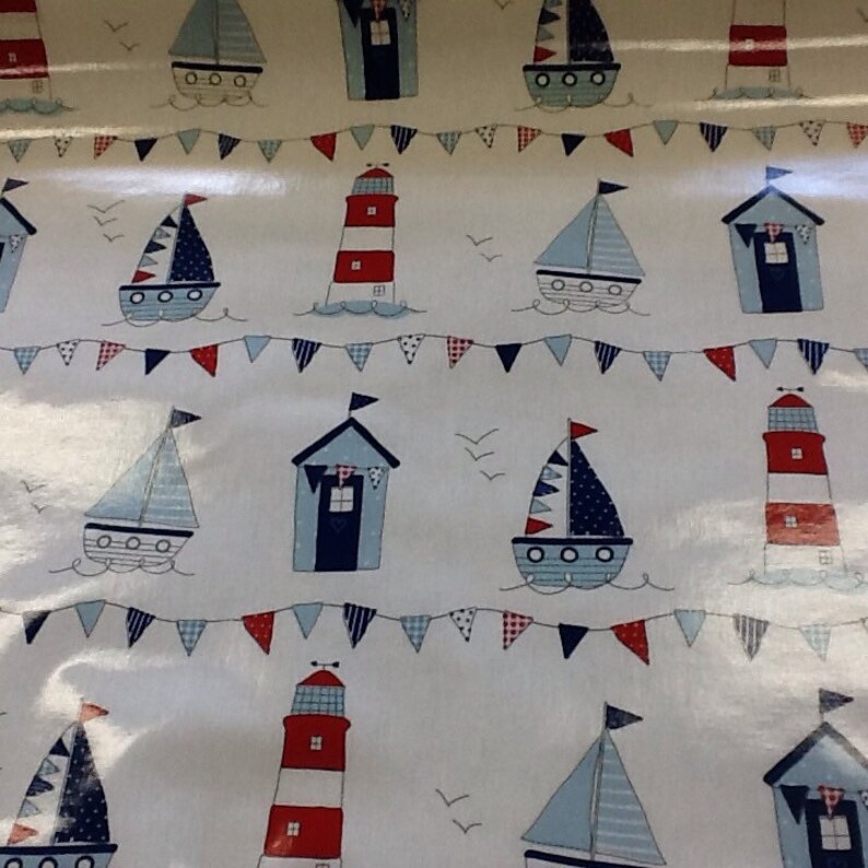 Fryetts Pvc Vinyl Tablecloth By The Half Metre In Nautical Etsy