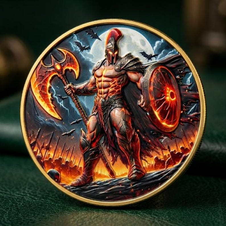 Spartan Warrior Metal Coin – Personalized RPG Keepsake, Antique Finish ...