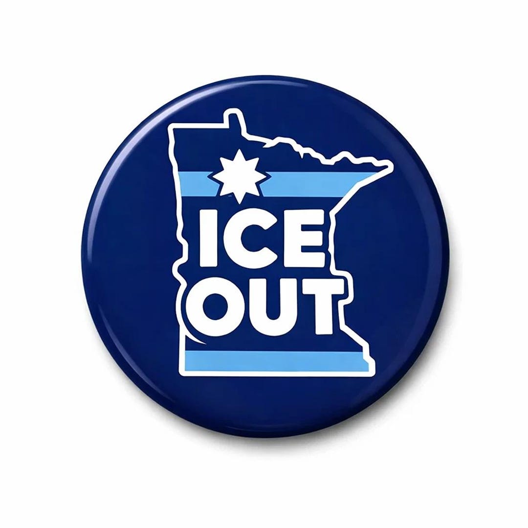 Minnesota ICE OUT Solidarity Round Pinback Button, Anti-ice Protester ...
