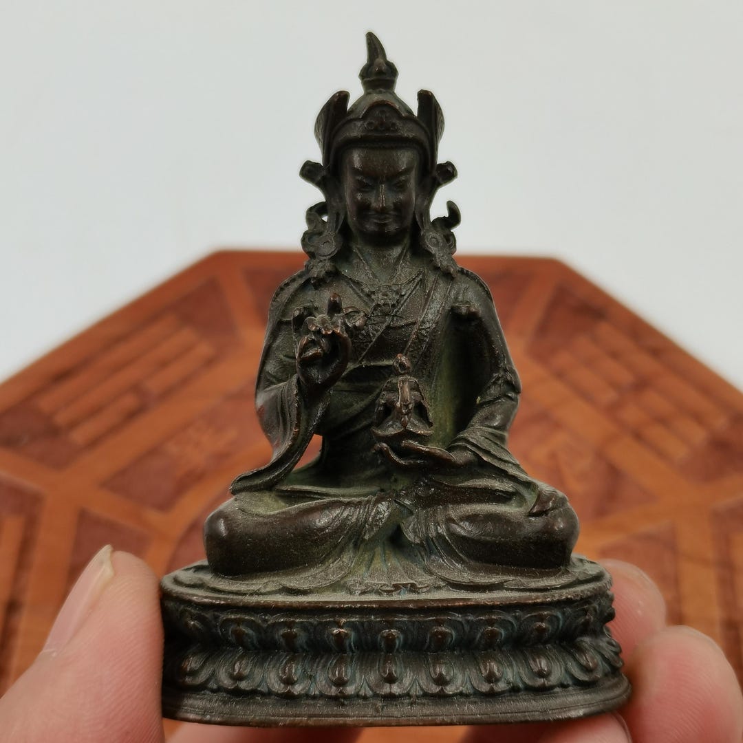 Vintage Aged Bronze Lotus Born Master Solid Copper Sculpture - Etsy