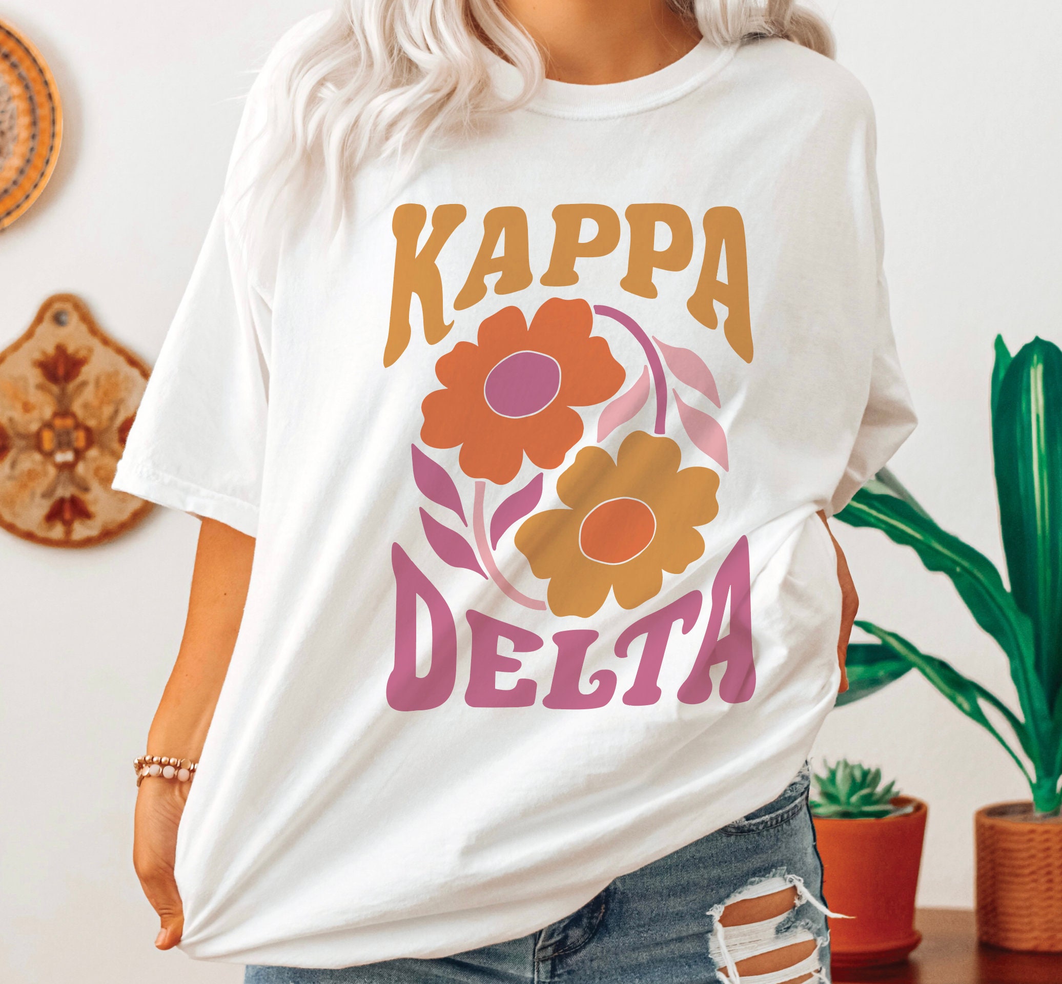 Kappa Delta Oversized Groovy Flower Shirt, Kappa Delta Oversized Hoodie ...