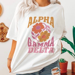 Alpha Gamma Delta Oversized Groovy Hoodie, Trendy Alpha Gam Shirt, AGD Flower Sweatshirt, Alpha ...