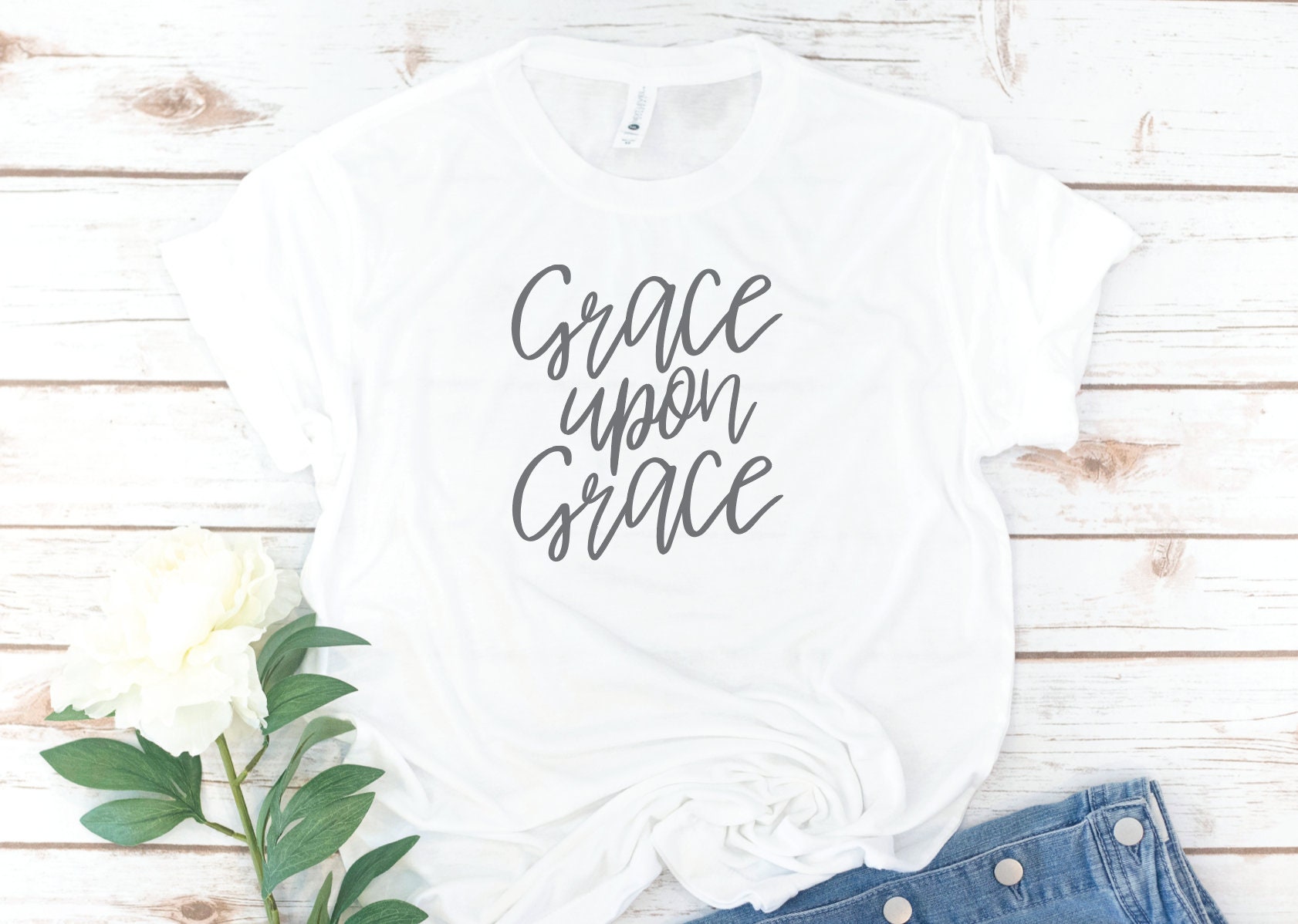 Christian Shirt Christian Gift Grace upon Grace Jesus | Etsy