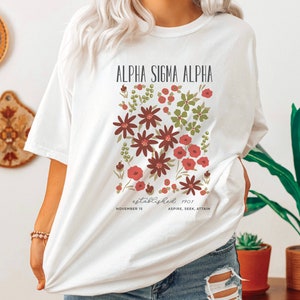 Alpha Sigma Alpha Oversized Shirt, Trendy Alpha Sig Hoodie, ASA Flower ...