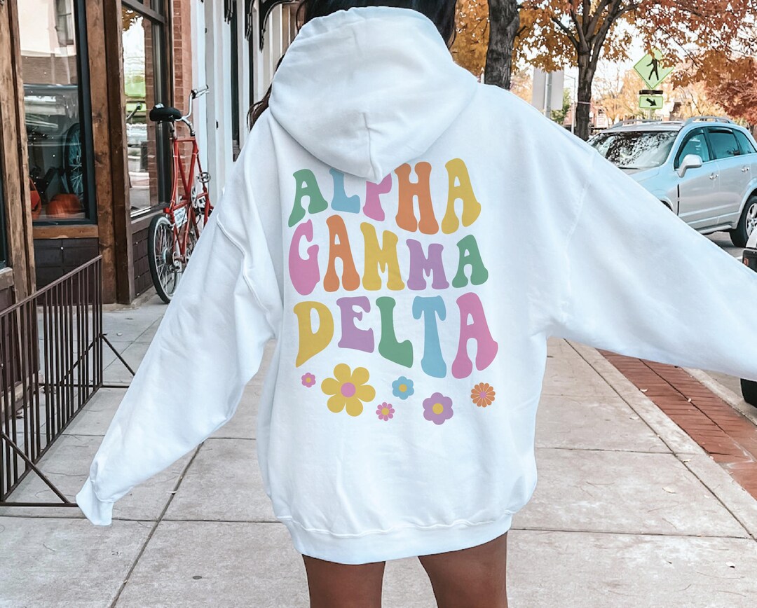 Alpha Gamma Delta Oversized Hoodie Sweatshirt, AGD, 70s, 60s Flower ...