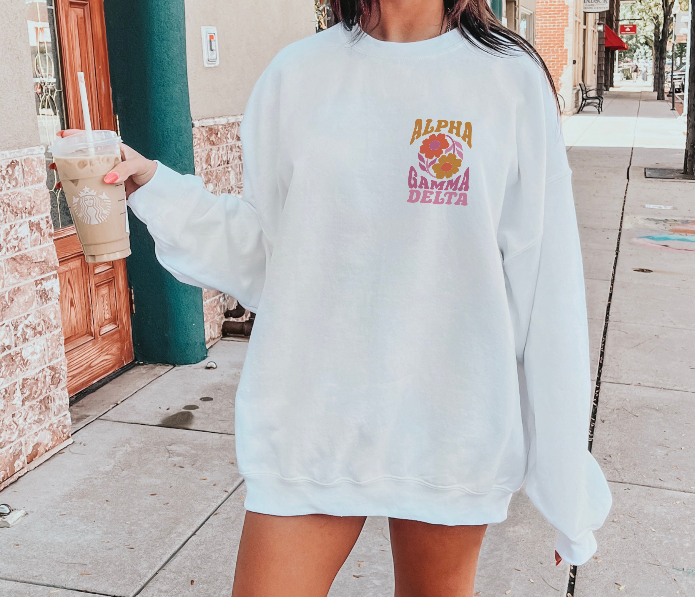 Alpha Gamma Delta Oversized Groovy Hoodie, Trendy Alpha Gam Shirt, AGD ...