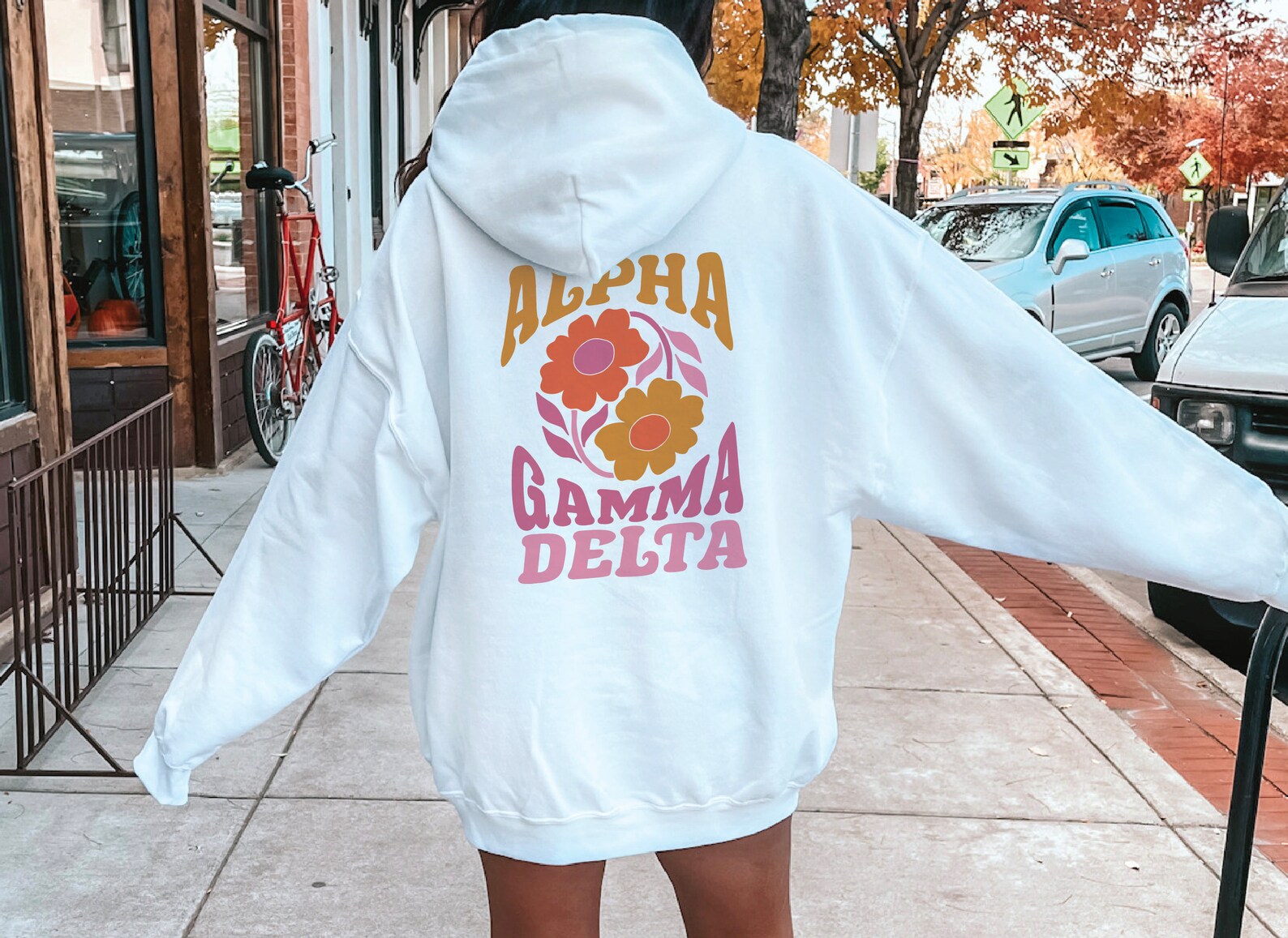 Alpha Gamma Delta Oversized Groovy Hoodie, Trendy Alpha Gam Shirt, AGD ...