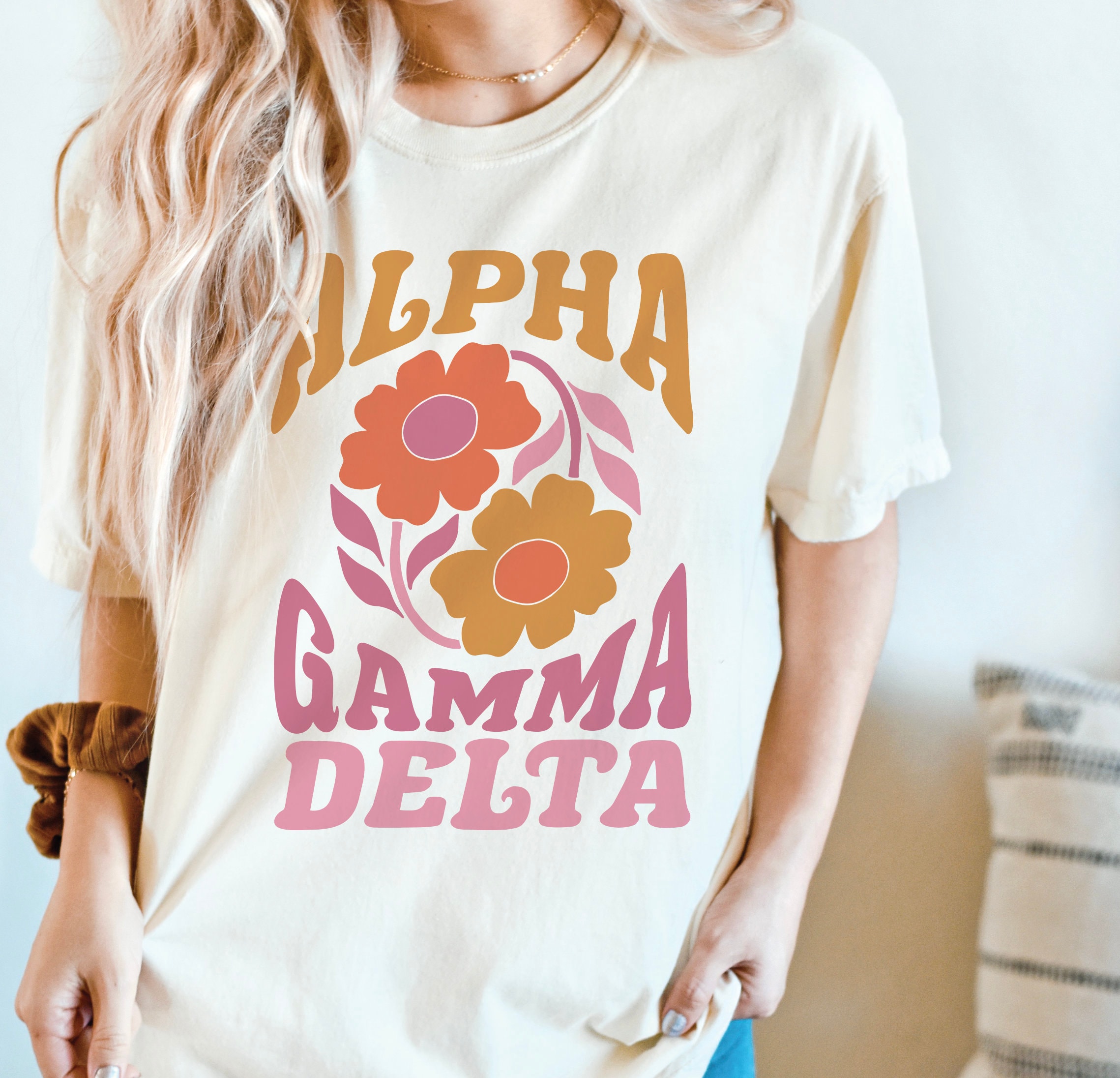 Alpha Gamma Delta Oversized Groovy Hoodie, Trendy Alpha Gam Shirt, AGD ...