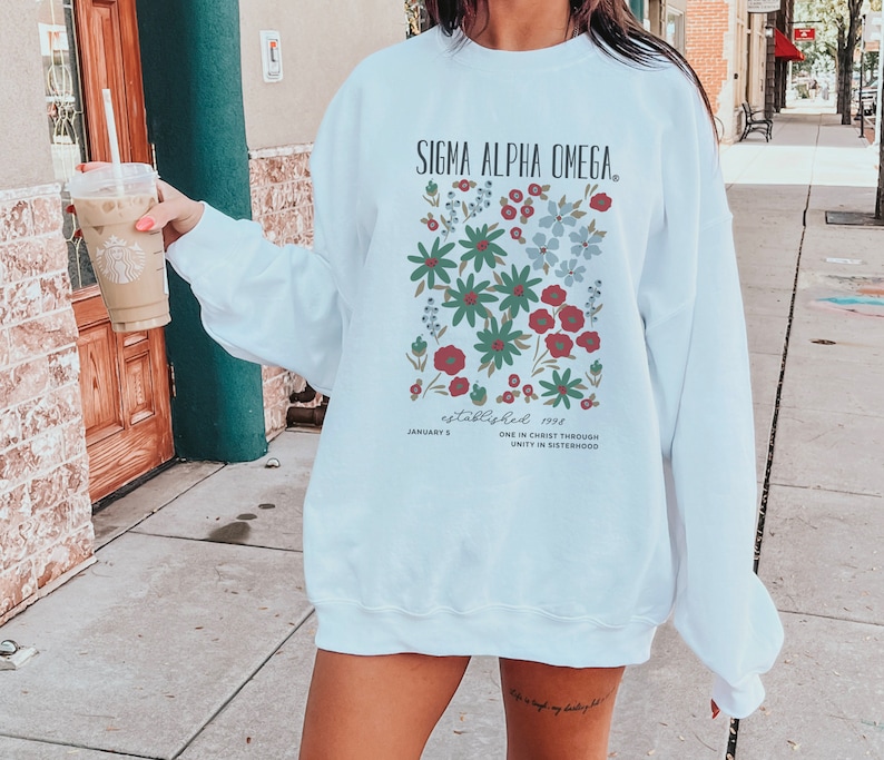 Sigma Alpha Omega Oversized Shirt, Trendy SAO Hoodie, SAO Flower ...