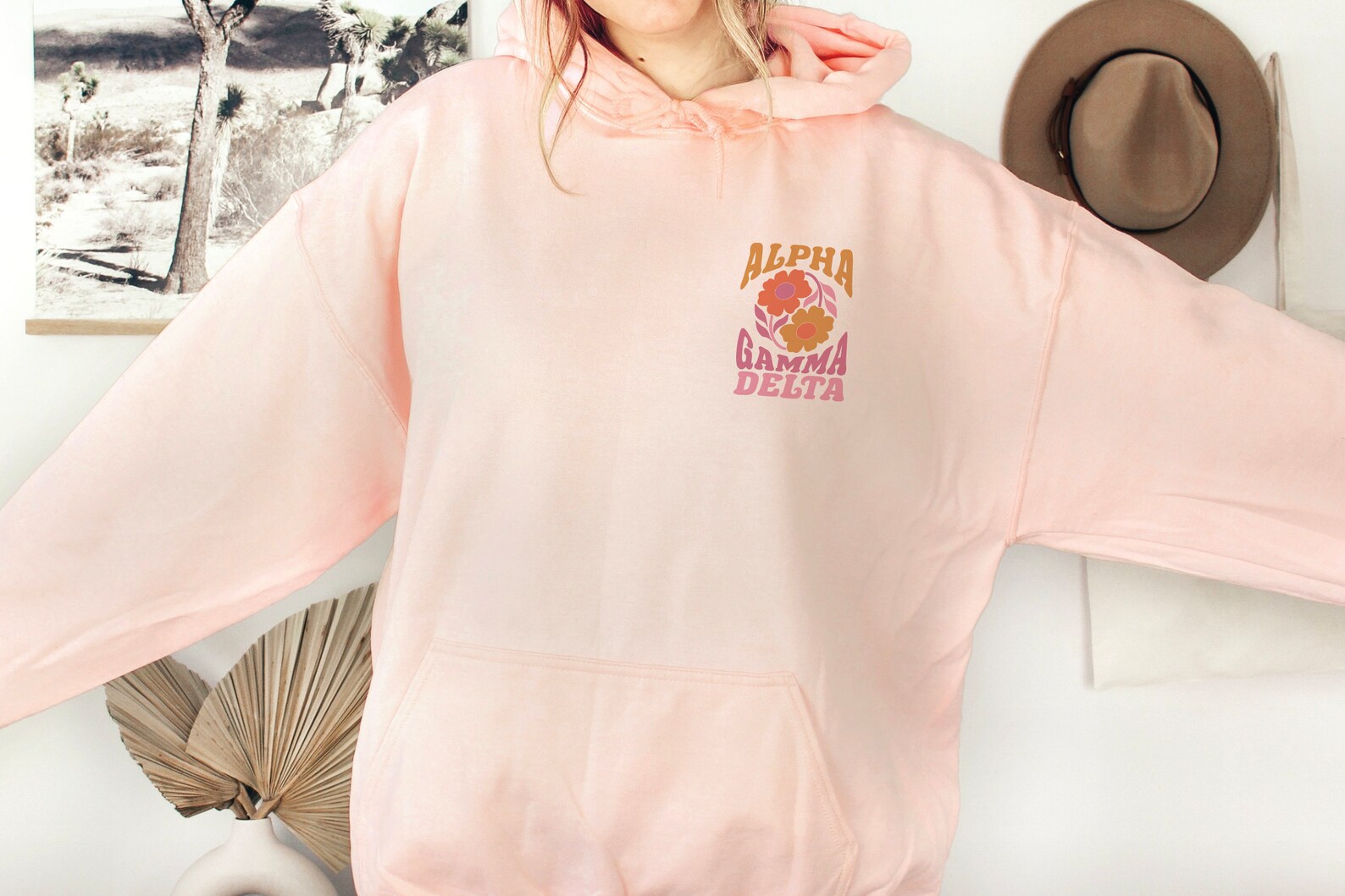 Alpha Gamma Delta Oversized Groovy Hoodie, Trendy Alpha Gam Shirt, AGD ...