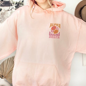 Alpha Gamma Delta Oversized Groovy Hoodie, Trendy Alpha Gam Shirt, AGD Flower Sweatshirt, Alpha ...
