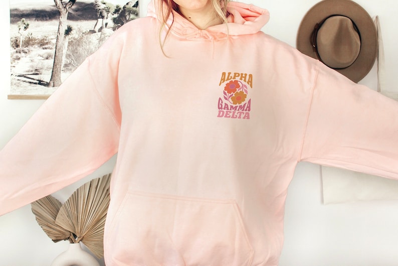 Alpha Gamma Delta Oversized Groovy Hoodie, Trendy Alpha Gam Shirt, AGD ...