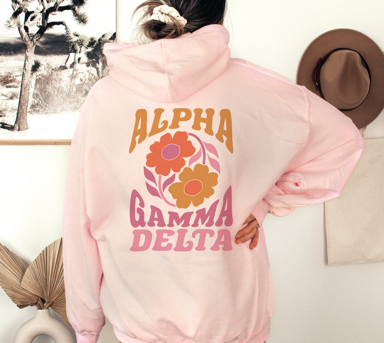 Alpha Gamma Delta Oversized Groovy Hoodie, Trendy Alpha Gam Shirt, AGD ...