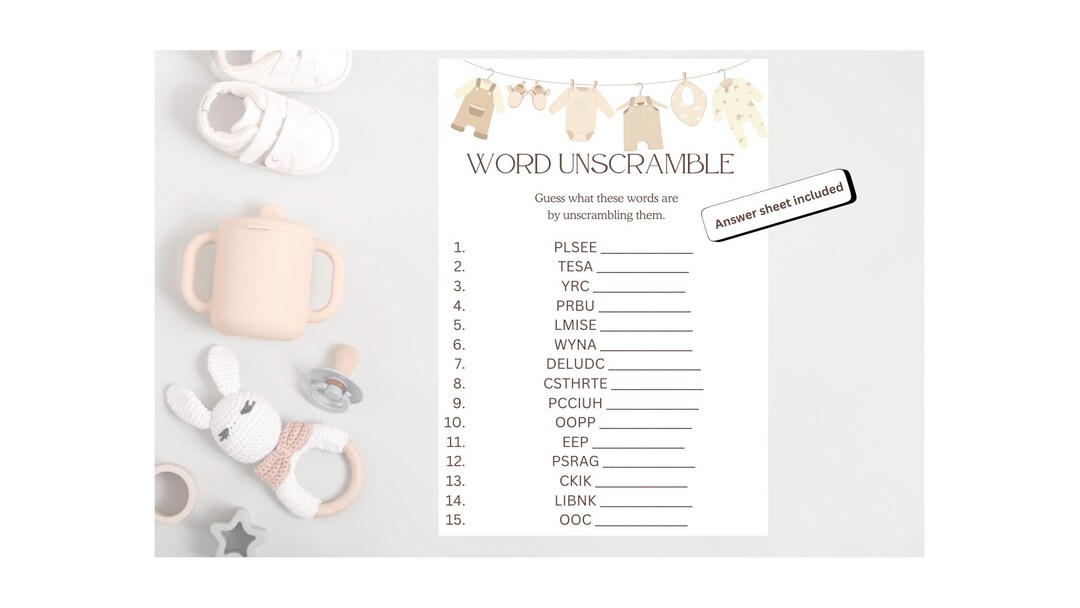 Baby Shower Game- Word Unscramble - Etsy