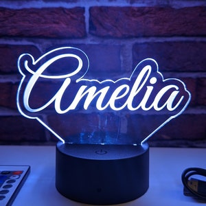 Custom LED Name Night Light Personalized Acrylic Desk Lamp - Kids Room ...