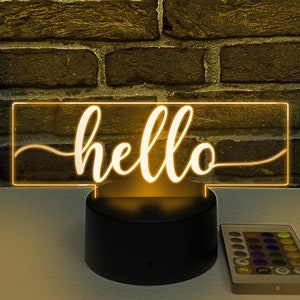 Hello Acrylic Sign, Desk Lamp, LED Night Light, Art Deco - VWAQ BACR10 ...