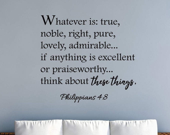 Philippians 4:8 True, Honest, Just, Pure, Lovely Youth Room, Wall Art ...