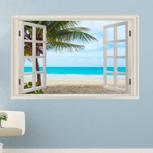 Wall Decal Beach Stickers 3D Window Wall Decal Ocean Beach | Etsy